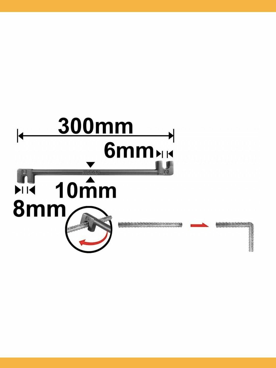Струбцина для гибки арматуры 300мм d 6и 8 мм HBB06081 INGCO