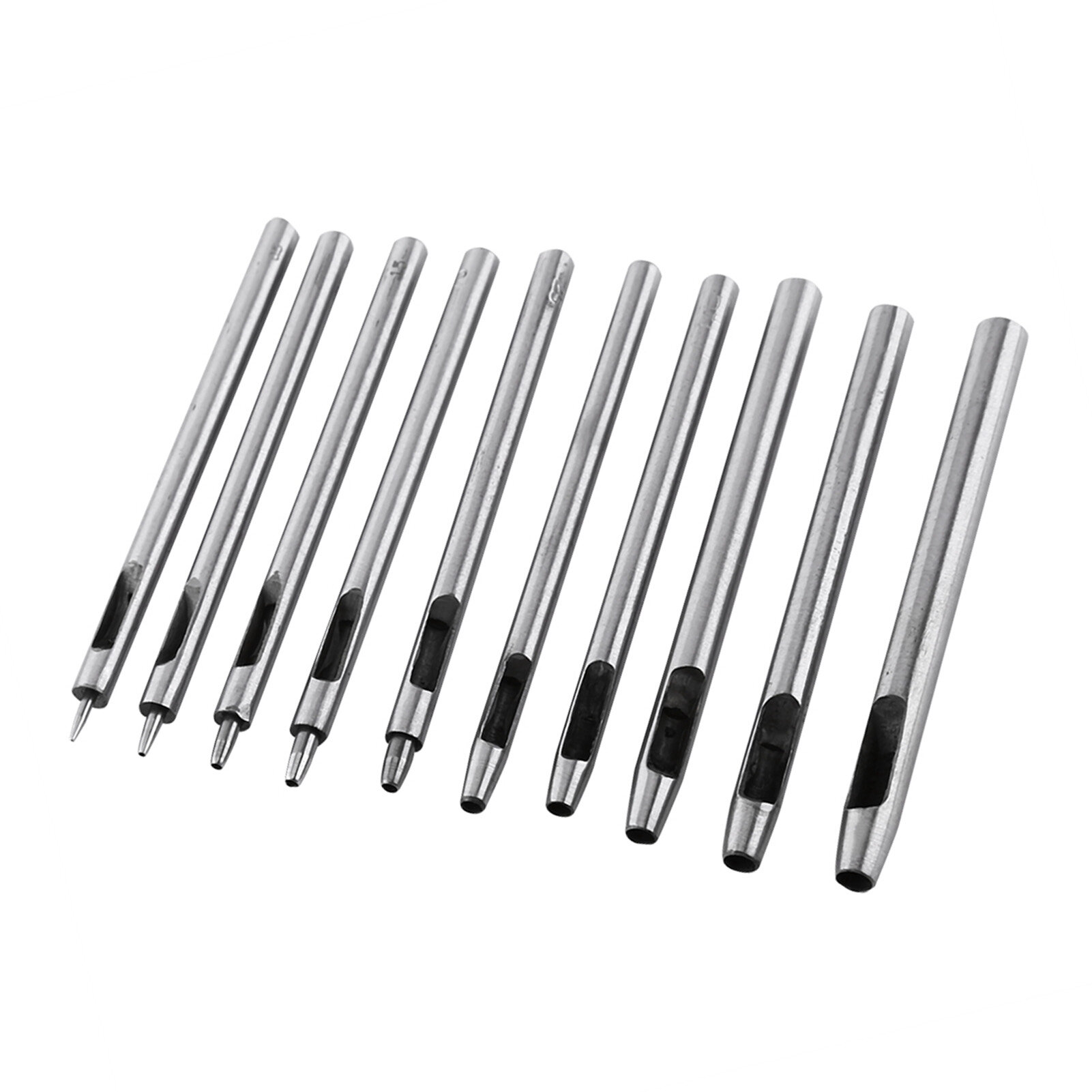 Набор из 10 металлических дыроколов для кожи, инструмент для изготовления ремней, 0,5-5 мм