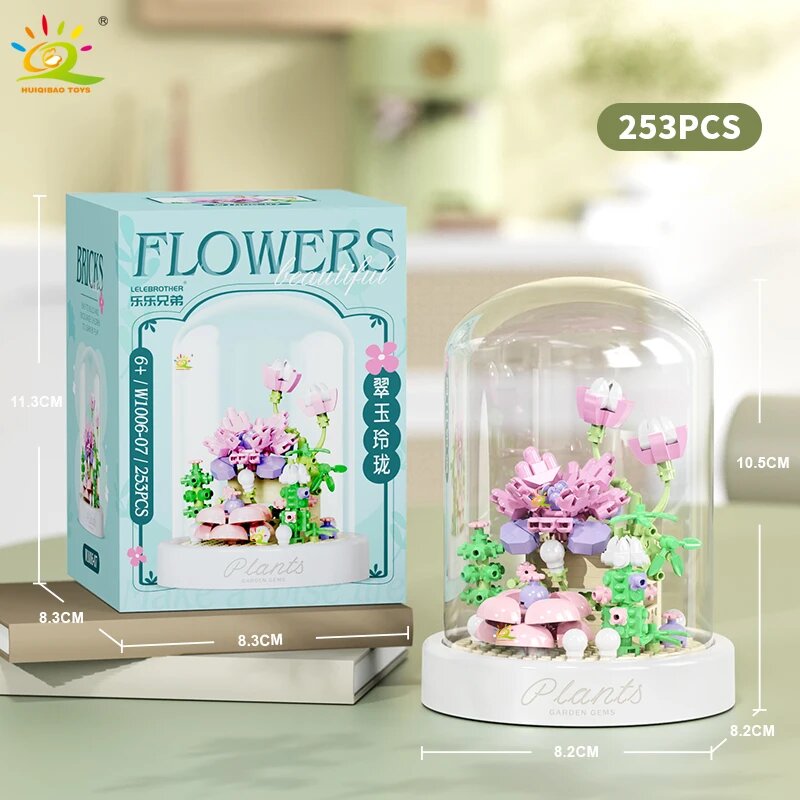 Конструктор HUIQIBAO MOC Цветочная композиция микро-блоков with box, NO.06-07