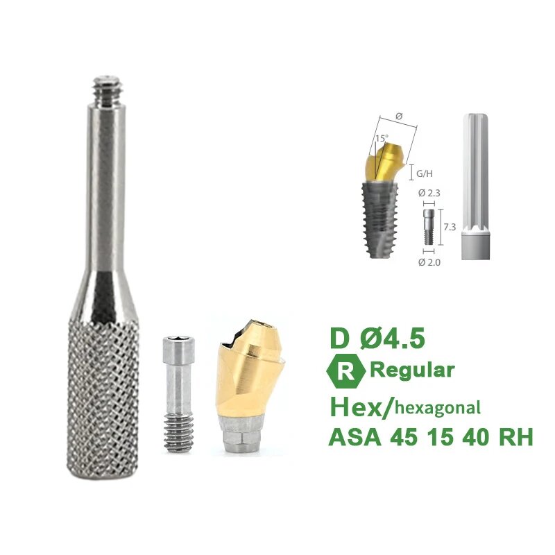 Стоматологический винт угловой ASA 45 15 40 RH, D 4.5, Regular, Hex, A4