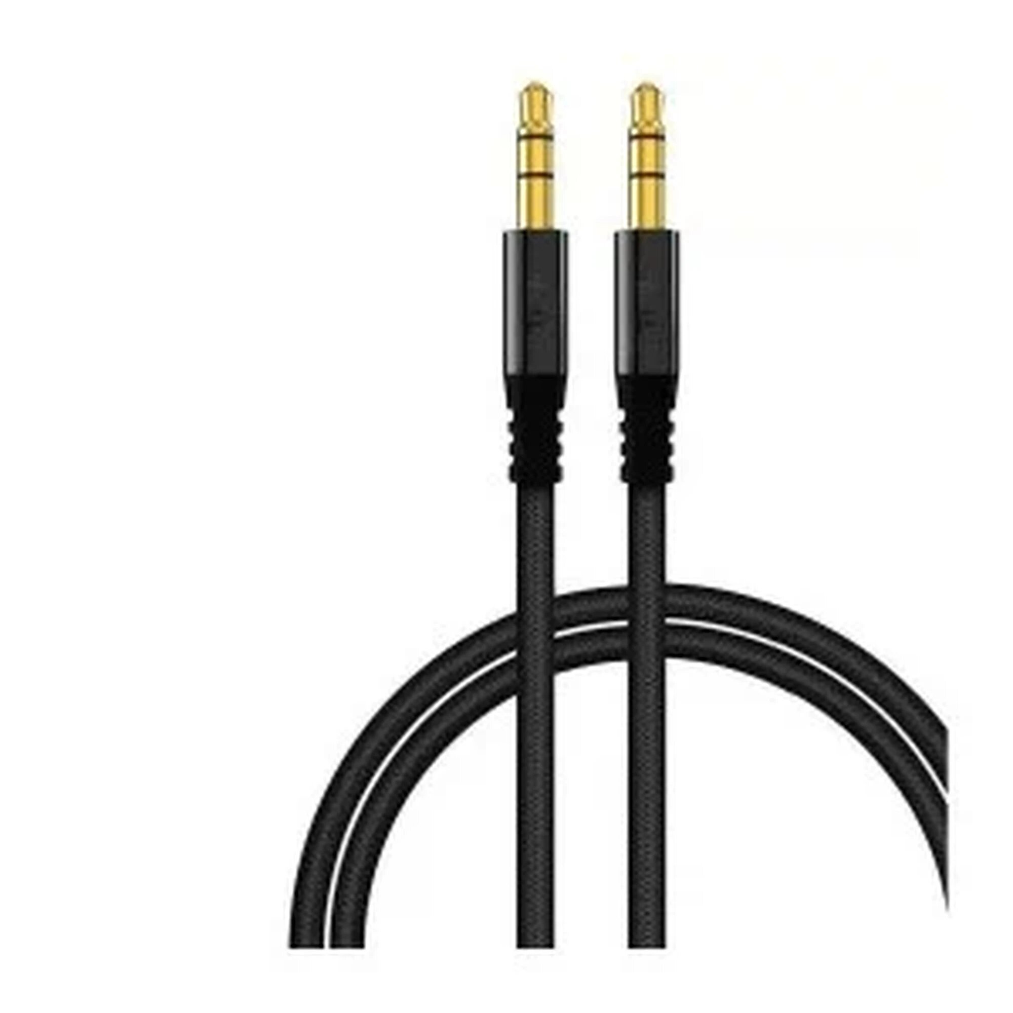 Кабель Aux 3,5 мм, текстильная оплетка, длина 3 метра, цвет черный