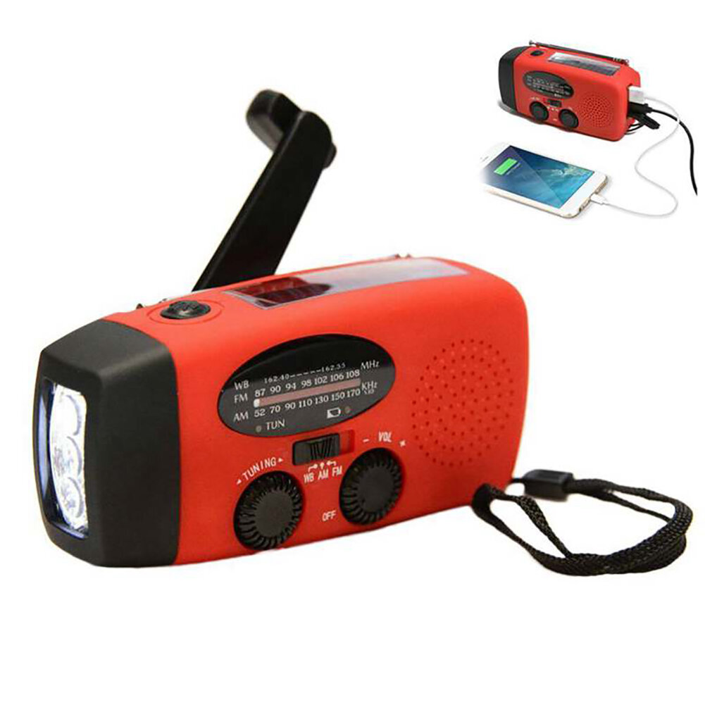 1pc Solar Crank Crank Dynamo Radio со светодиодной фонариной батареей 2000mah Ni MH