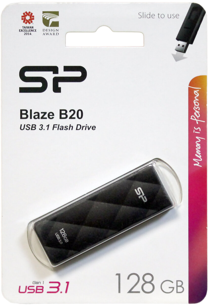 Флешка USB 128Gb, USB 3.0, Silicon Power Blaze B20 Black