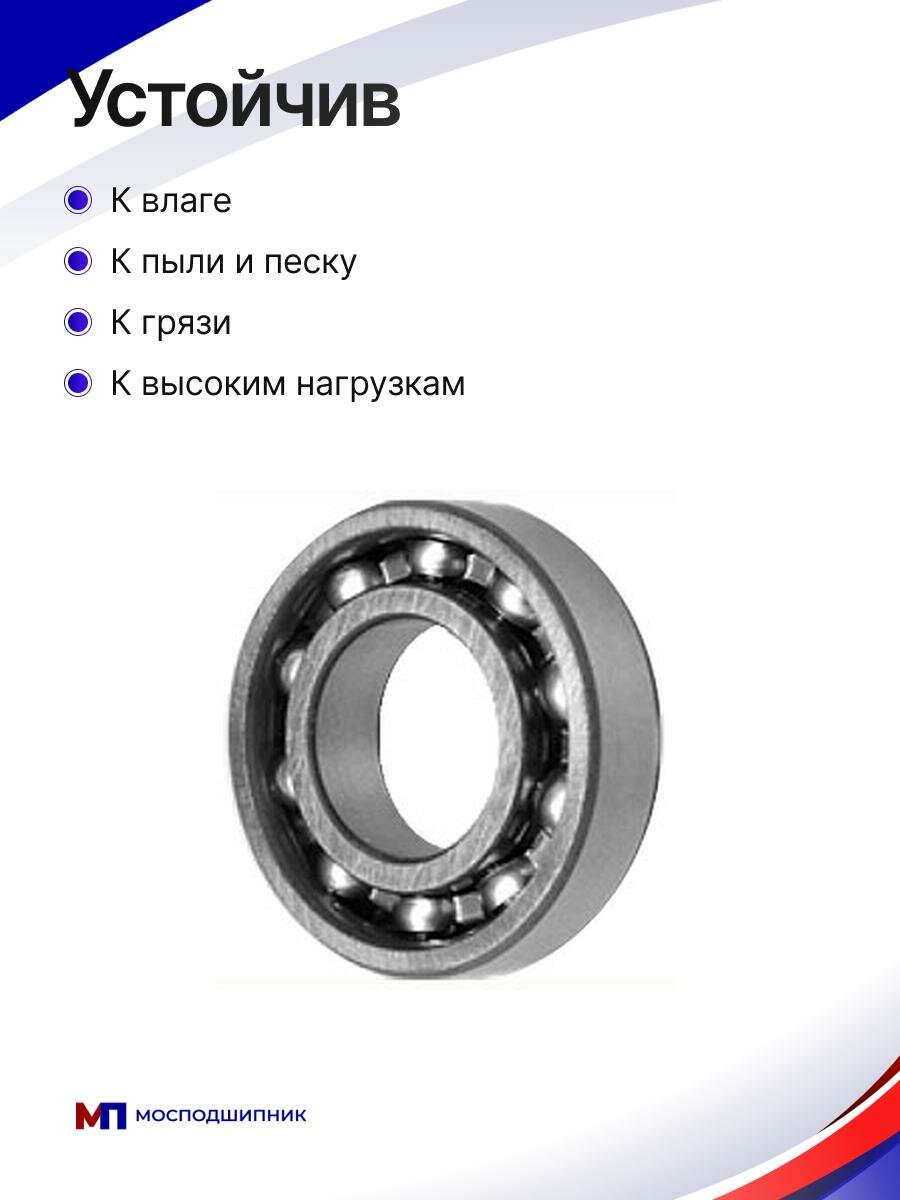Подшипник 211 (6211), наружный диаметр 100 мм, внутренний диаметр 55 мм — фото 1