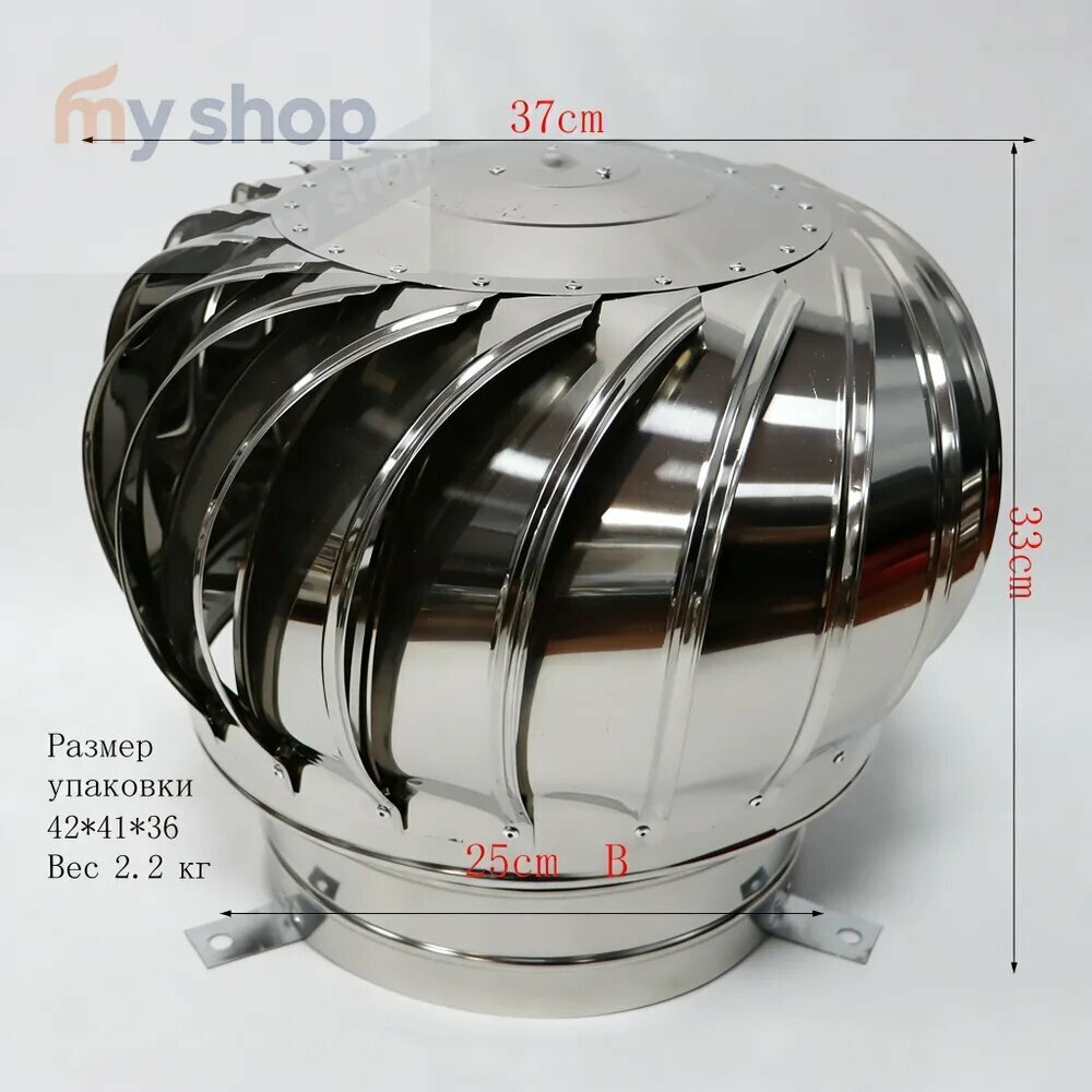 Крышный вентилятор, нержавеющая сталь, безлопастной, ветровой колпак