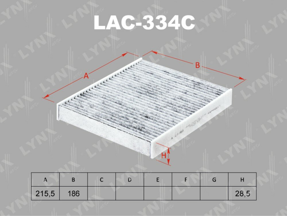 Фильтр салона LYNX AUTO LAC-334C Toyota Hilux 15->, Prius 15->