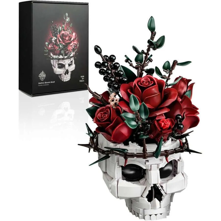 Конструктор Halloween Skull Rose Bouquet Набор строительных блоков