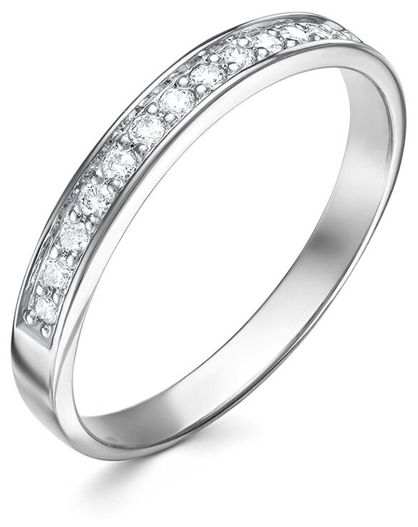 Кольцо дорожка, белое золото, 585 проба, родирование, бриллиант