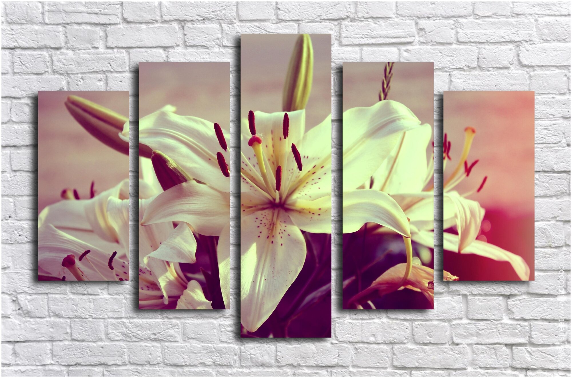 Модульная картина для интерьера / Картина на стену Лилии 140x80 см
