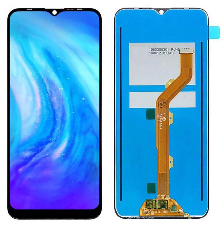 Дисплей (экран) в сборе с тачскрином для Tecno Camon 12 черный / 1600x720