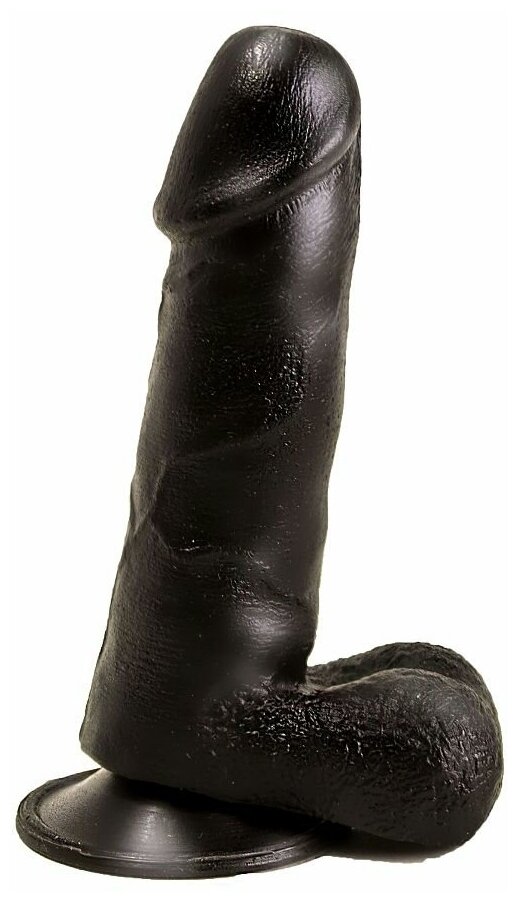 Упругий чёрный фаллоимитатор на присоске - 15,5 см.
