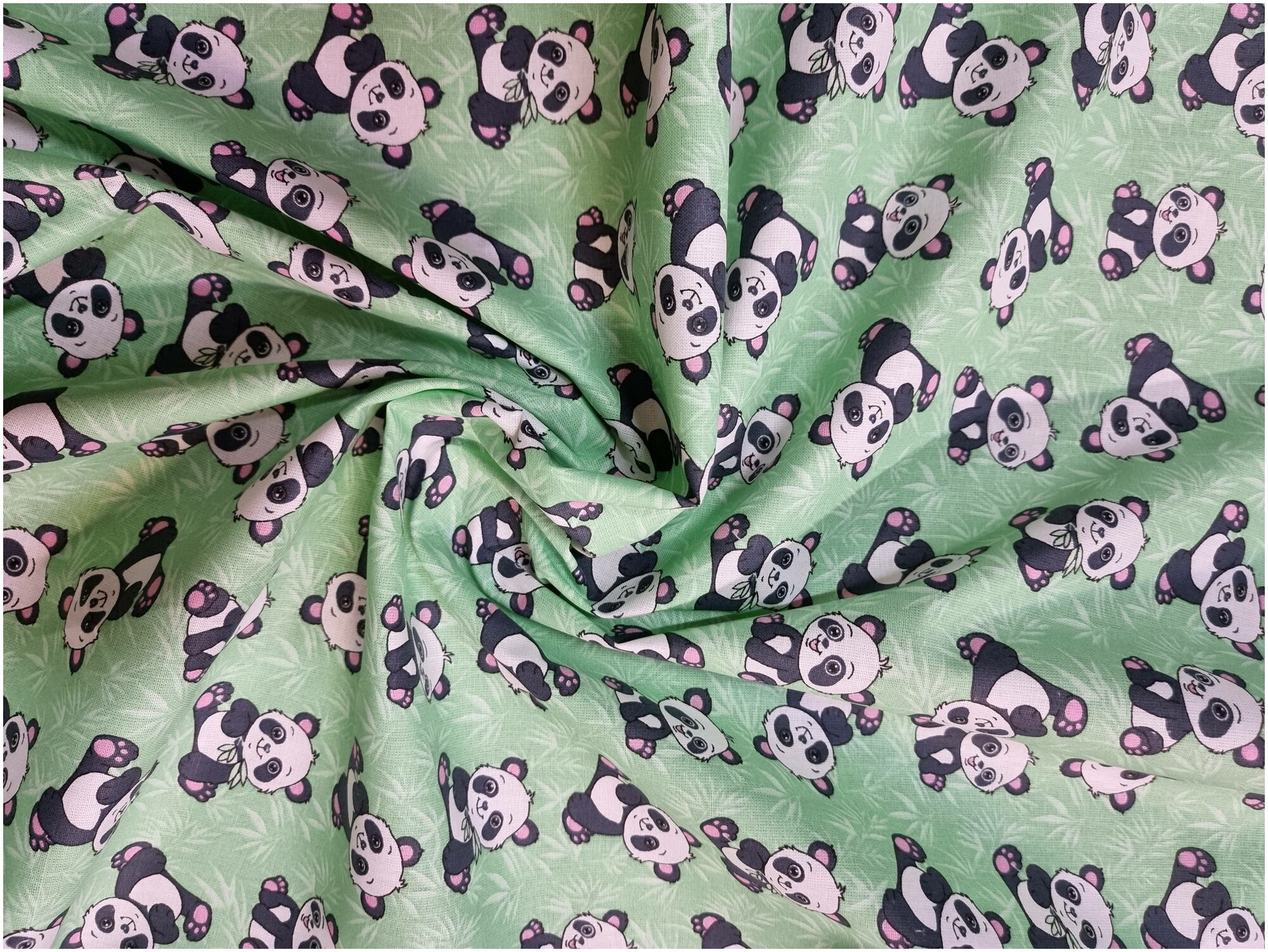 Ткань детская Бязь Панда для постельного белья и рукоделия ширина 150 см