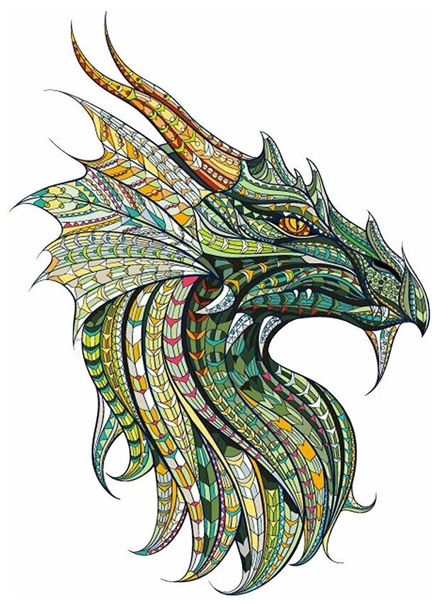 Термонаклейка на одежду (белую/светлую) "Этнический дракон"