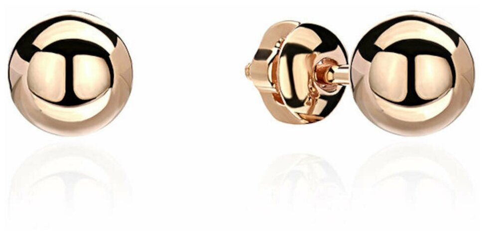 Серьги пусеты, красное золото, 585 проба