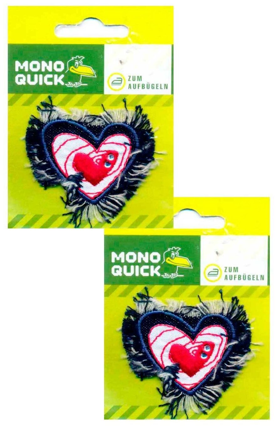 Термоаппликация Сердце джинсовое вышитое набор 2 уп.