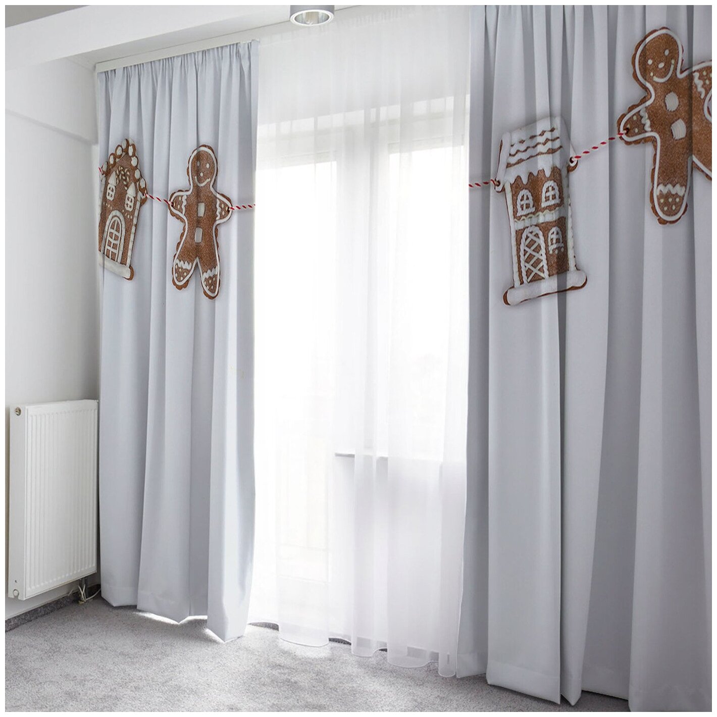 Фотошторы из габардина новогодние Good Room, 290x250 см.