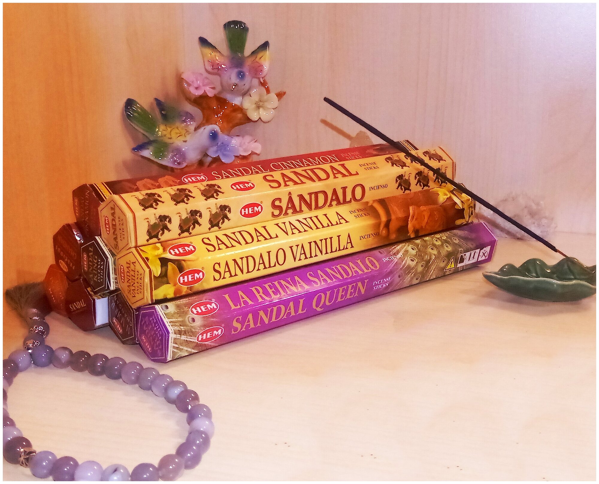 Благовония набор «Легендарный Сандал» аромапалочки 9 упаковок разных вкусов сандала, Индия ( антидепрессант, афродизиак, чистка ауры и помещения)