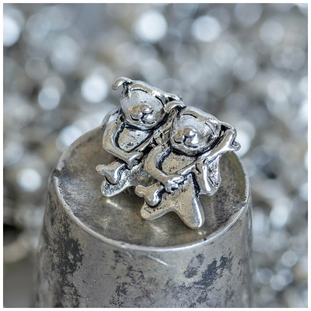 Евробусины 15 шт./ Металлические бусины с большим отверстием, размер 16x11x12 мм, цвет античное серебро