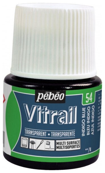 Краска витражная Pebeo Vitrail 45ml, 54 индиго