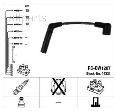 NGK-NTK 44331 RC-DW1207 к-кт проводов!\ Chevrolet Matiz/Spark, Daewoo Matiz 0.8i 05>