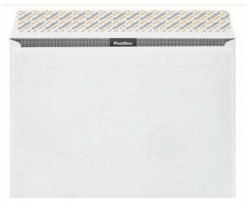 Конверт PostSec Bong Security C4 100 г/кв. м белый стрип с внутренней запечаткой (500 шт в уп) 76394