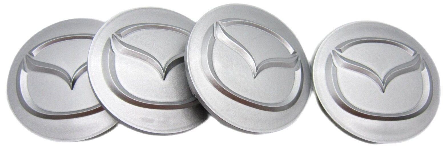 Колпачки, заглушки на литые диски КиК Мазда серебристый 62/55/10, комплект 4 шт.