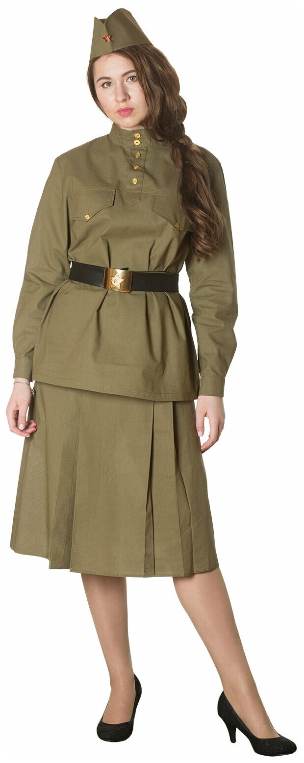 Женская военная форма гимнастерка с юбкой р.164-170 (р.44-46) бязь, хаки