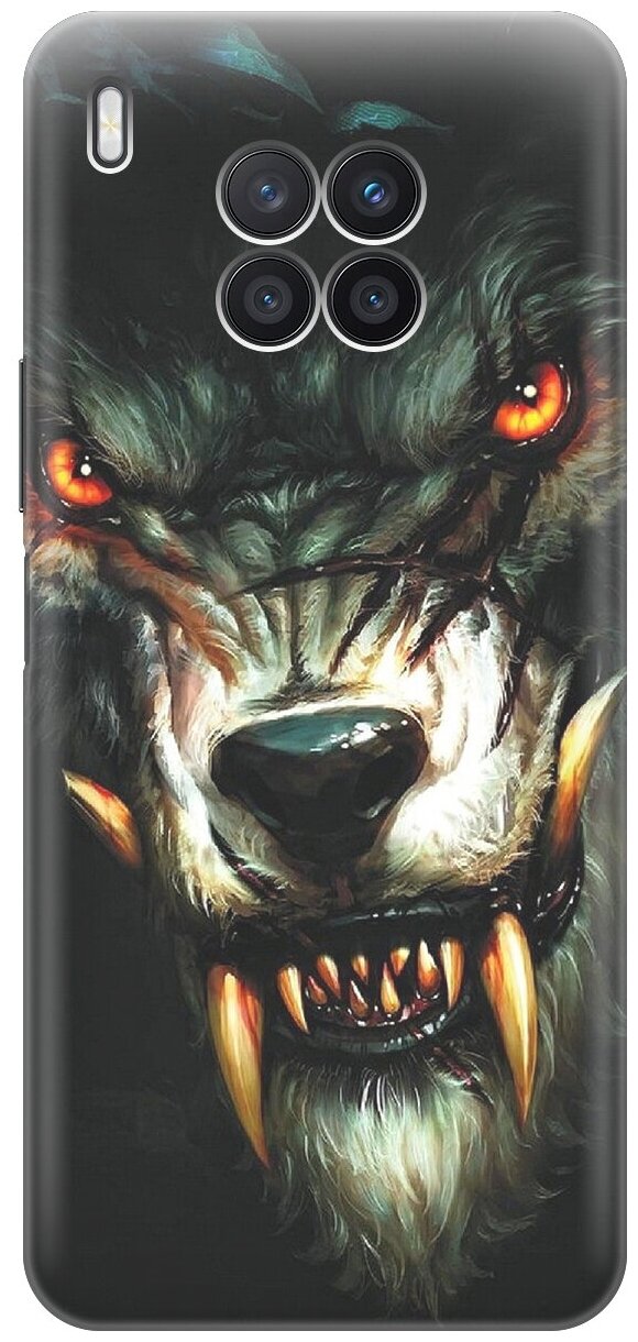 Силиконовый чехол на Huawei Nova 8i, Honor 50 Lite, Хонор 50 Лайт, Хуавей Нова 8и с принтом "Злой оборотень"