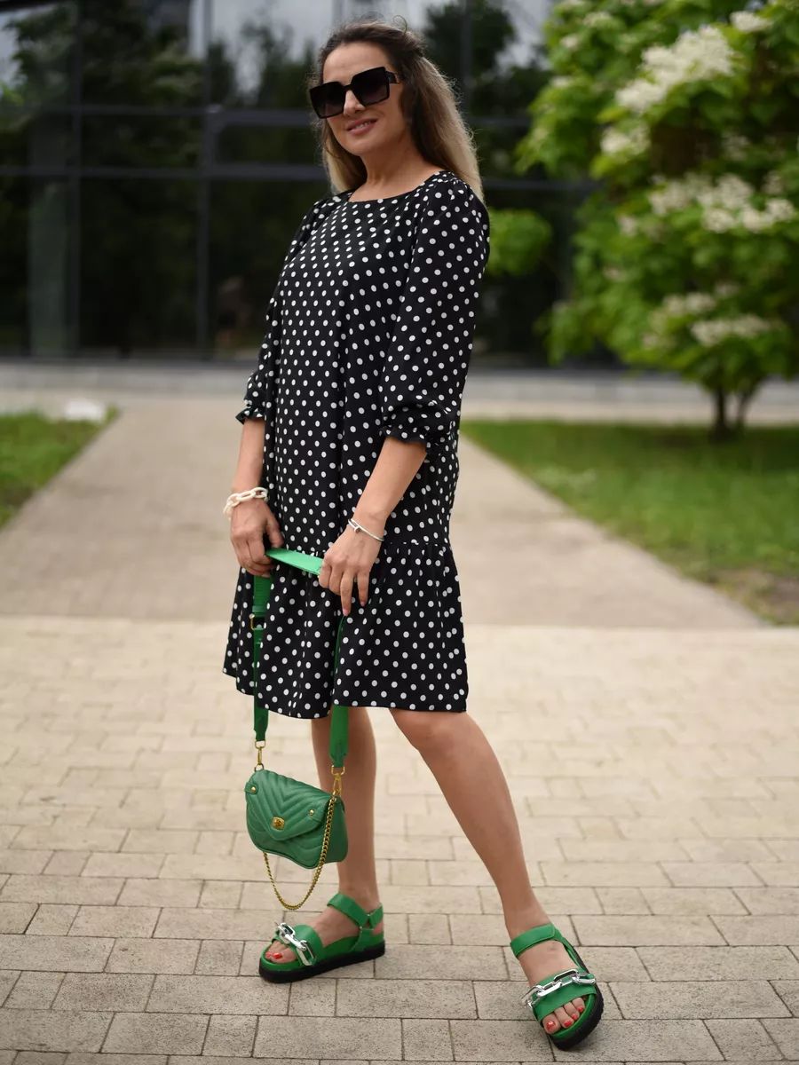 Платье Shegida Весна-лето 2025, размер 48, черный/белый — фото 1