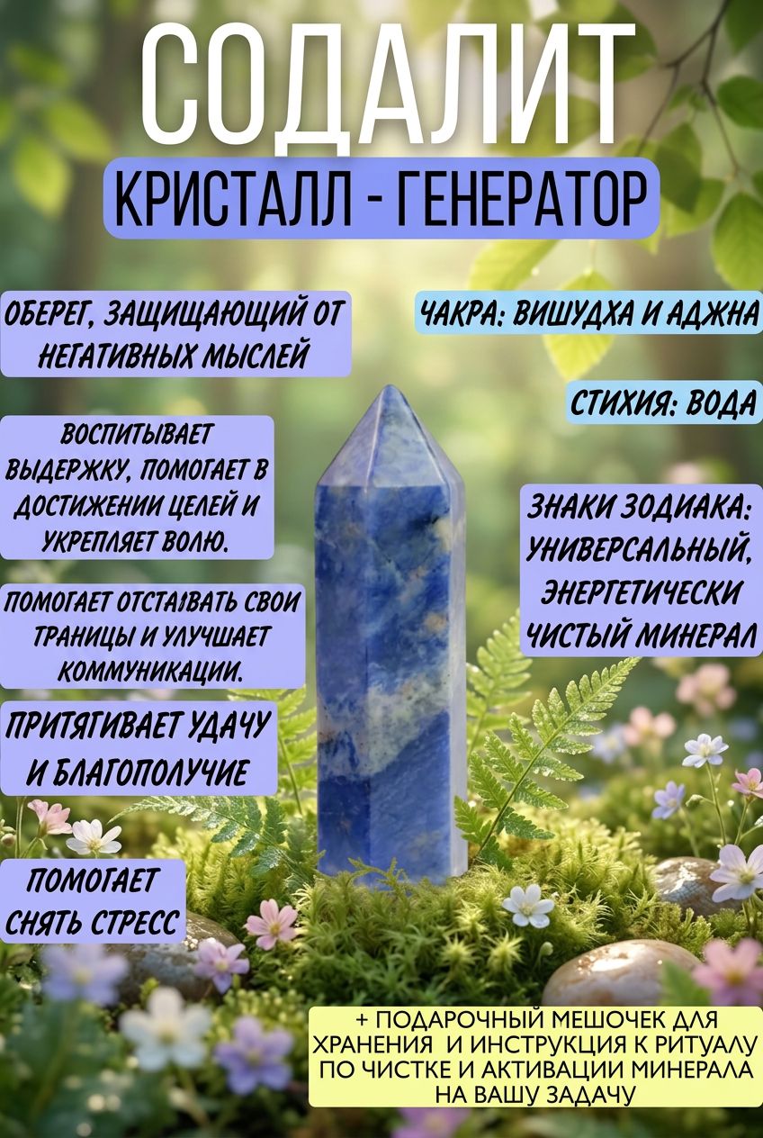 Содалит натуральный камень кристалл минерал