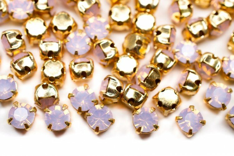 Шатоны Preciosa Maxima 4мм в оправе, цвет rose opal DF/gold, 63-031, 10шт