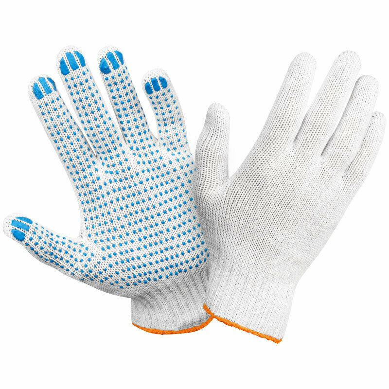 Перчатки х/б 7 класс OfficeClean, профи, с точечным ПВХ, 6 нитей, белые, 59-61г, 216 текс, 10 штук, 344215