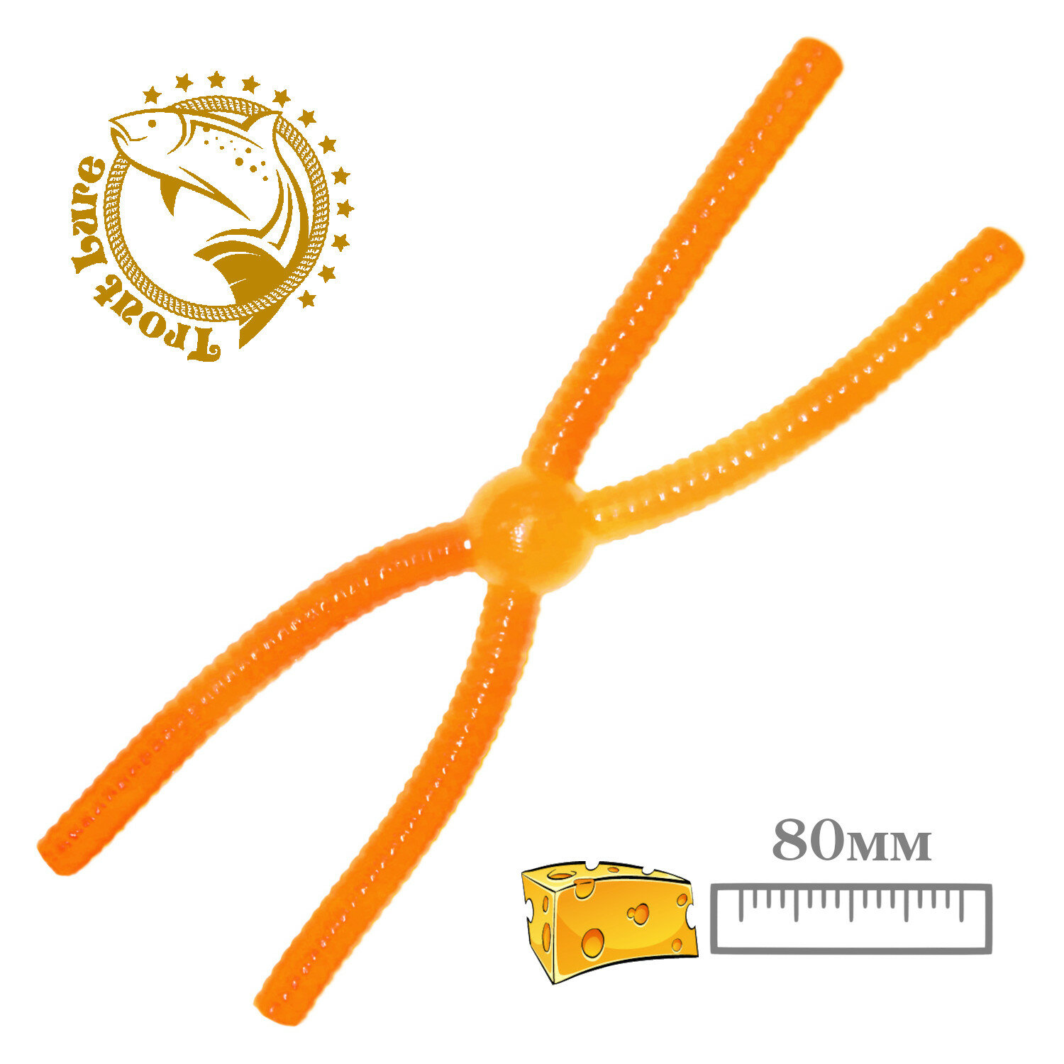 Силикон TROUT LURE (SANSAN) в банке, DOSHIK-X 80, СЫР, COL. 2 (Orange), (12шт)