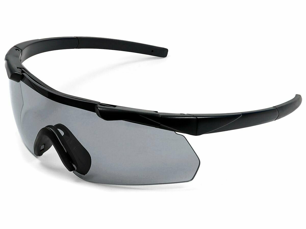 Защитные стрелковые очки ShotTime Caracal, чёрные, линза серая