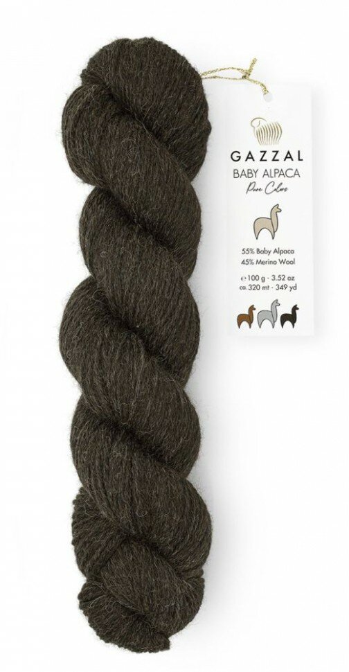 Пряжа Gazzal BABY ALPACA PURE COLOR 6457 т. коричневый (1 моток)