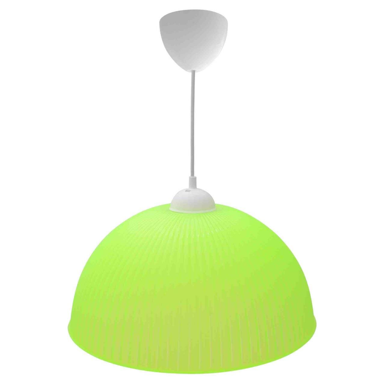 16-25 Светильник декоративный, подвесной, "Оулу", пластик, 1хЕ27 15Вт, 230В, салатовый, шнур 600мм Ø400х180 мм