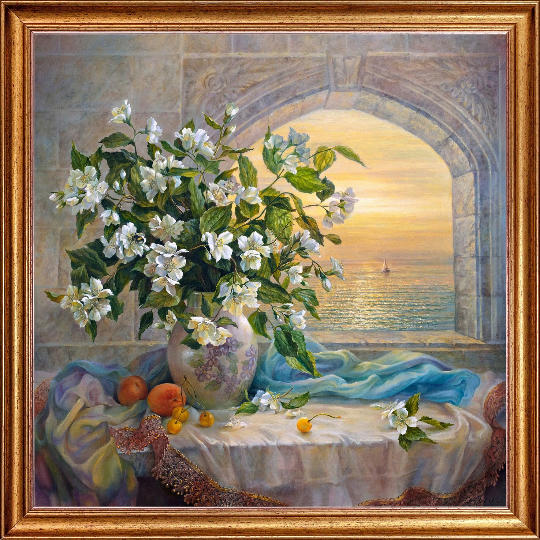 Картина "Жасмин", 60х60 см, художник - Дандорф Ольга. Оформлена в багет, Арт. ДО3-60х60