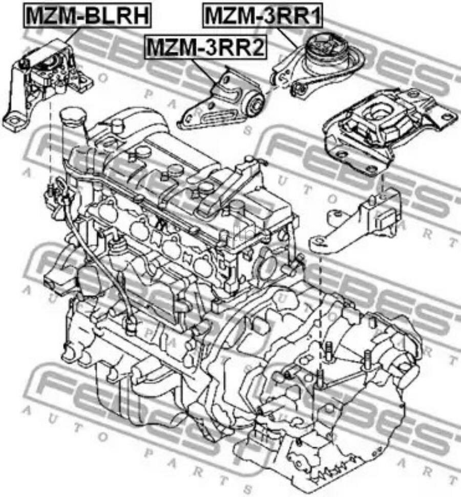 FEBEST MZM-BLRH Подушка двигателя R (гидравлическая) MAZDA 3 BL 2008-2011 FEBEST MZM-BLRH