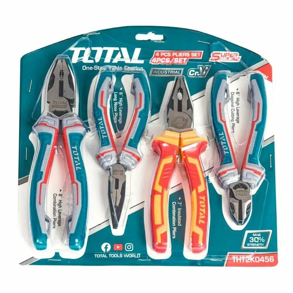 Набор шарнирно-губцевого инструмента 4шт TOTAL THT2K0456