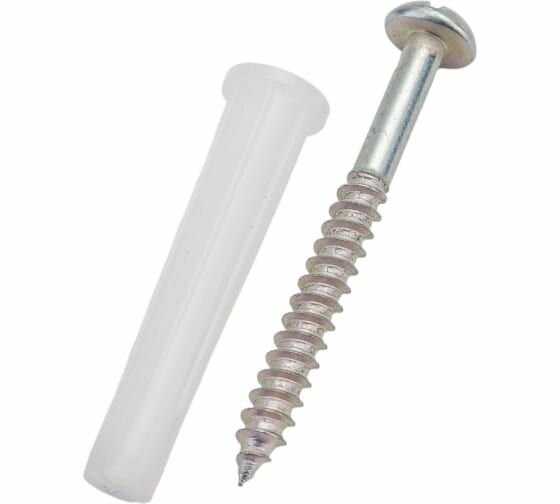 Набор белый дюбель VIPкрепеж 8х45+шуруп 5х50 п/гол. оцинк. 30/30шт 31504 VIP