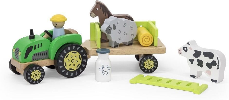Игровой набор Viga Toys Трактор с фермером и животными