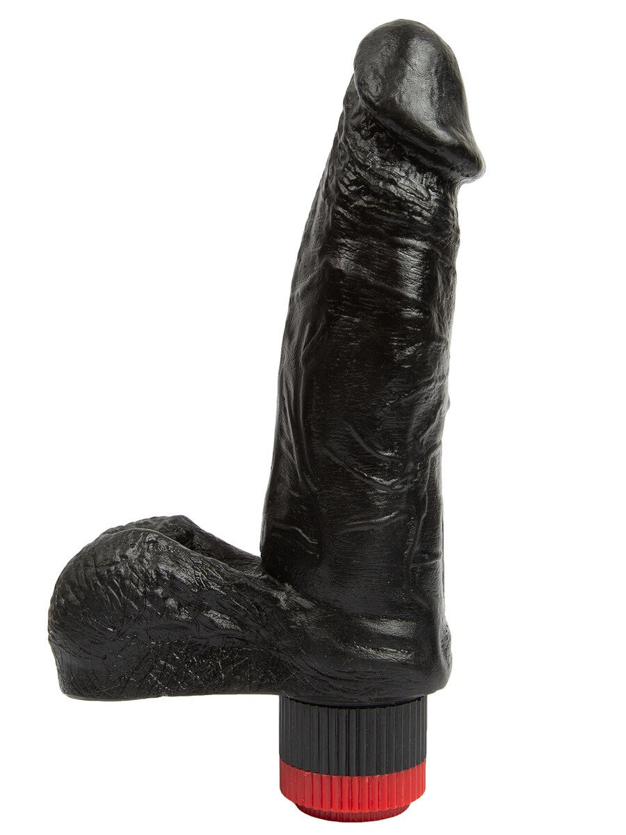 Вибратор-фаллоимитатор черного цвета, реалистичный, 20,5см