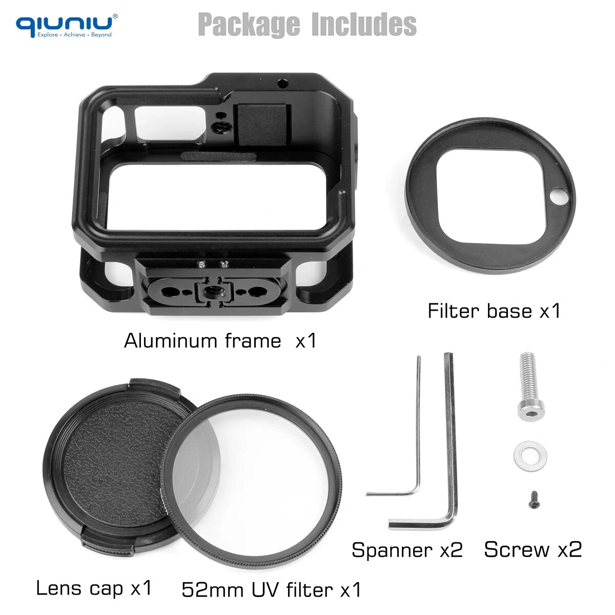 QIUNIU алюминиевая защитная рамка для GoPro Hero 9 10 11 12 13 Black с фильтром
