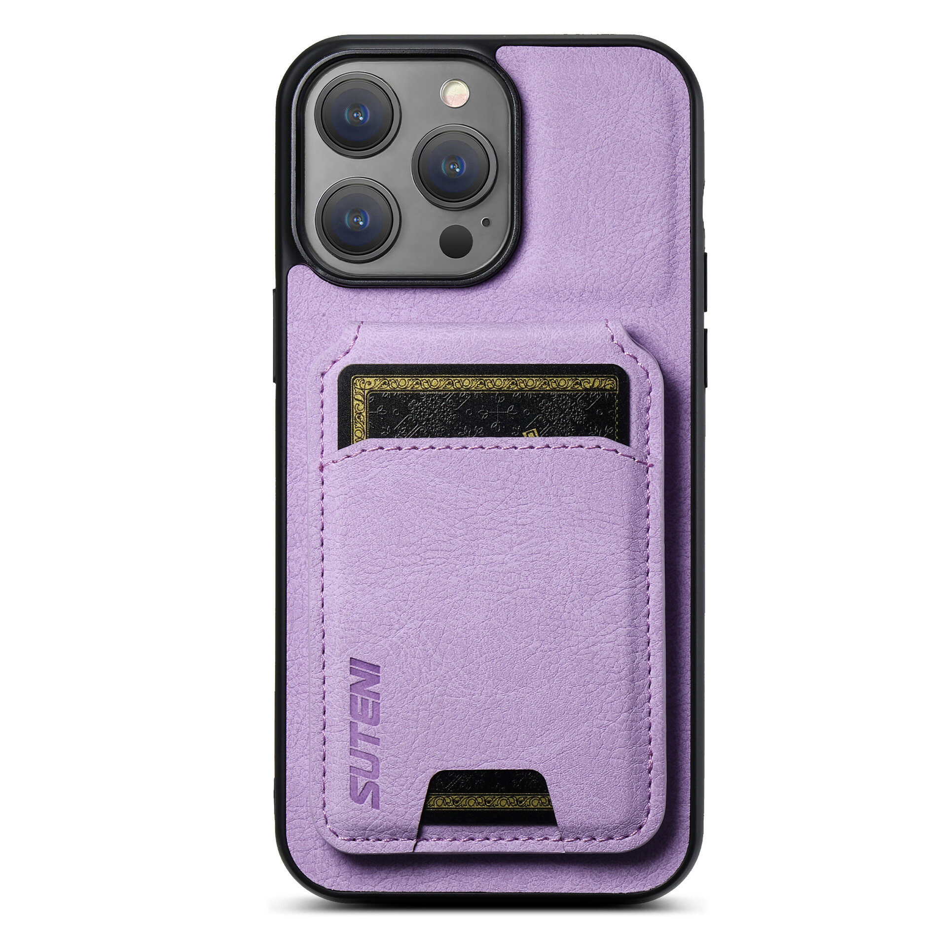 Чехол suteni H02 для iPhone XR, PU+TPU, цвет личи фиолетовый