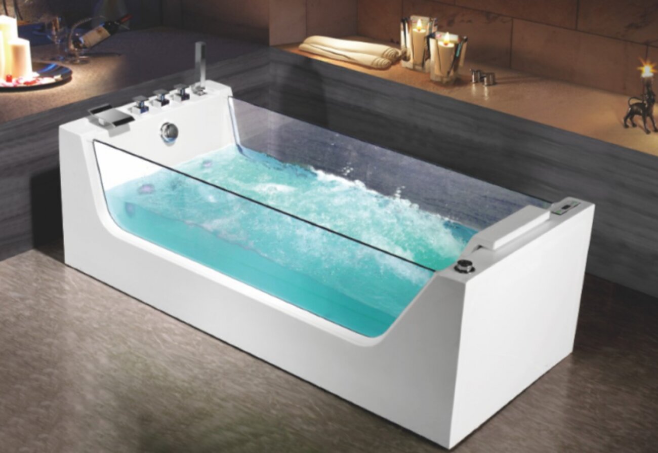 Ванна акриловая Frank F104, 180 см х 80 см, с подголовником, FM-радио