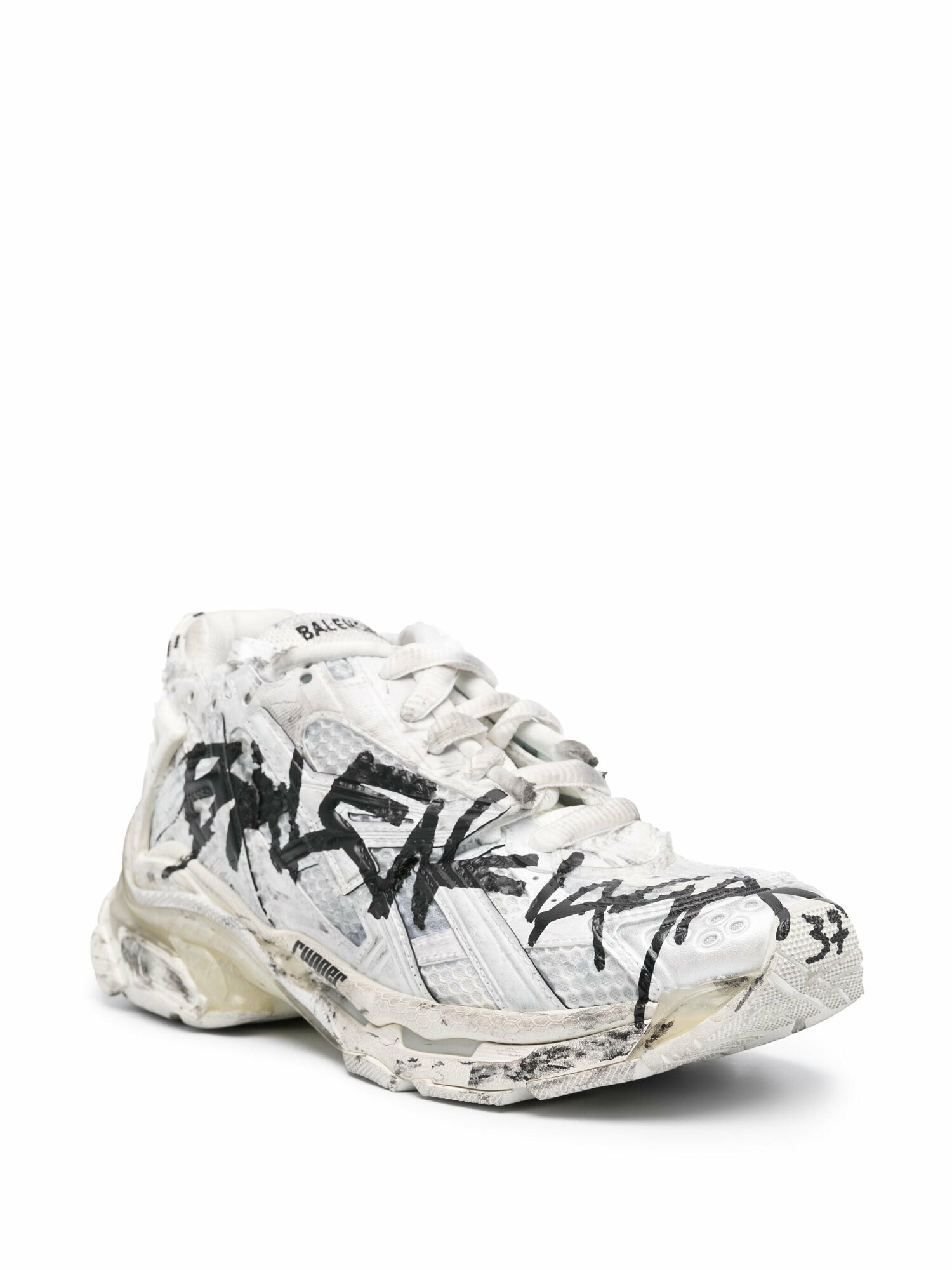 Кроссовки BALENCIAGA Runner Graffiti, размер 35, white — фото 1