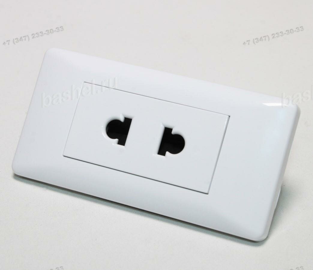 GLS-003-2 белая (мебельная, 80х40мм, отверстие 36х21мм), Розетка сетевая встраиваемая, GLS