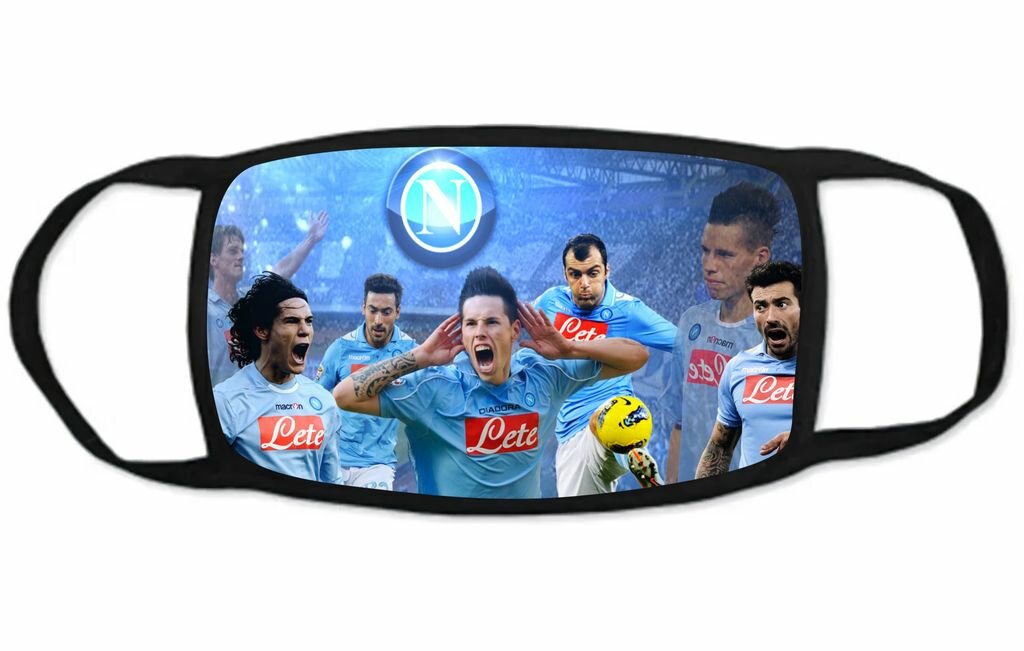 Тканевая маска на лицо Наполи, SSC Napoli №9, Взрослая 20 на 12,5 см.