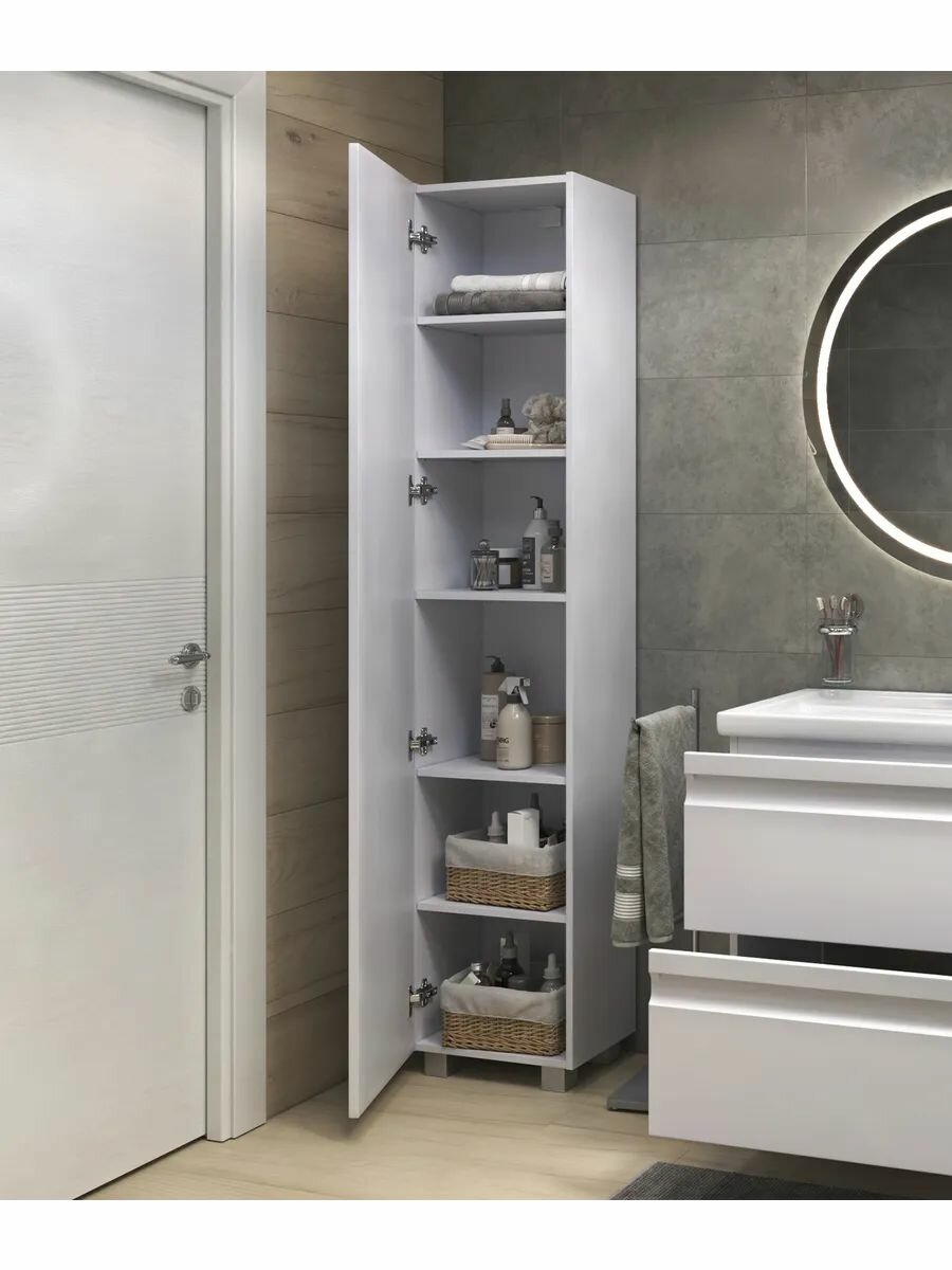 Шкаф VIGO Holly 400, 6 полок, ЛДСП, белый, 40 см x 30 см x 192 см — фото 1