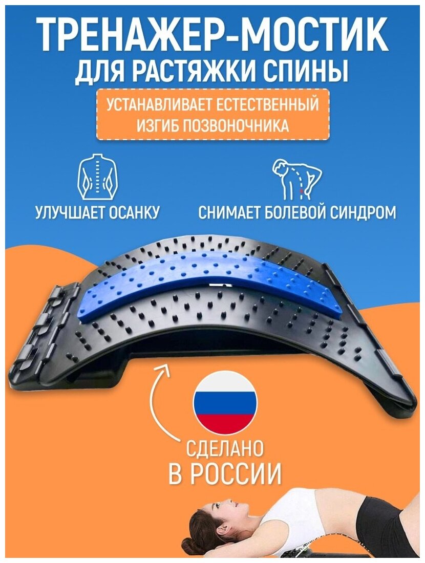 Тренажер-мостик для растяжки спины (синий) AAA Design, ортопедический